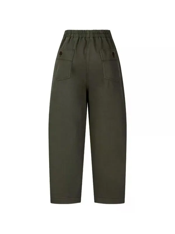 STUDIO TOMBOY Elasticated-waist Cotton Chino Trousers - Green