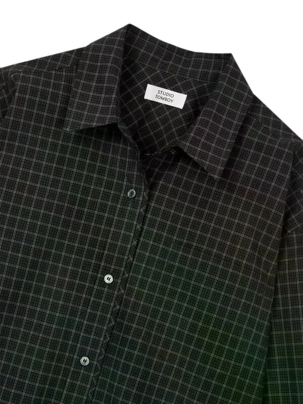 STUDIO TOMBOY Check-pattern Button-down Cotton Shirt