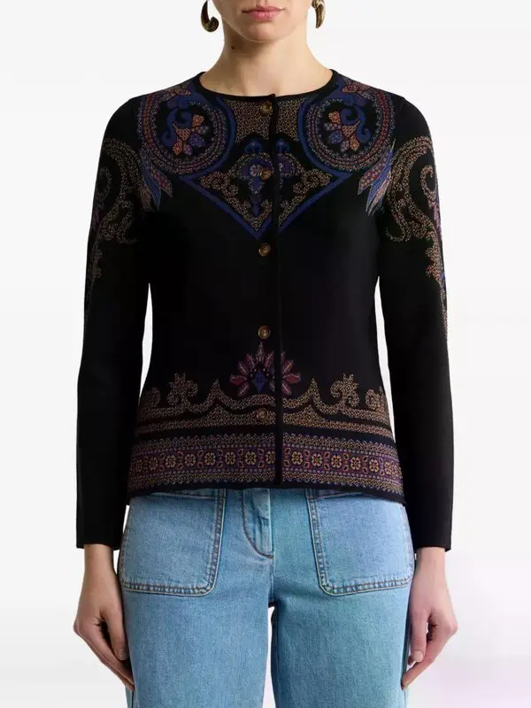 Etro Jacquard Cardigan With Foliage Motif