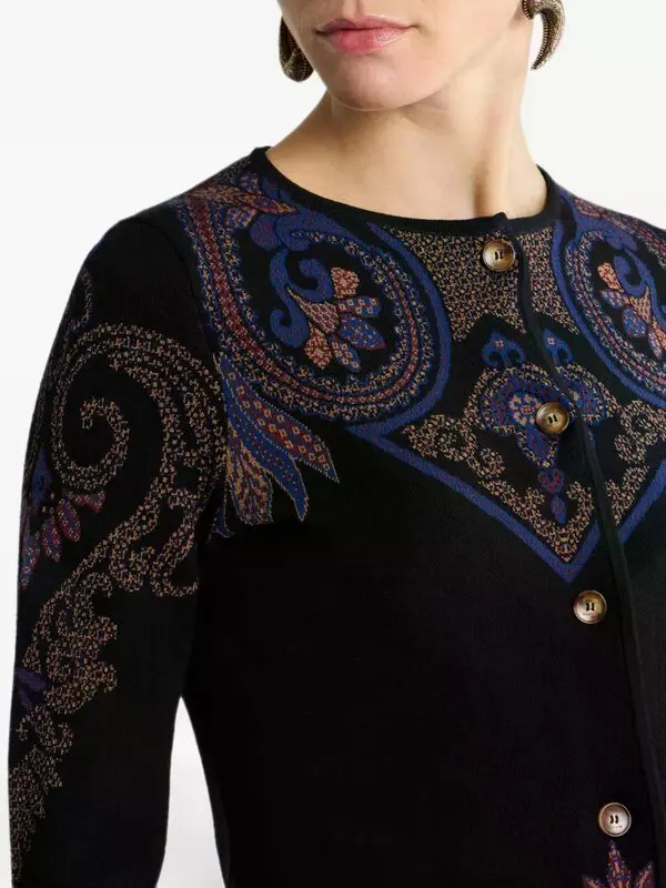 Etro Jacquard Cardigan With Foliage Motif