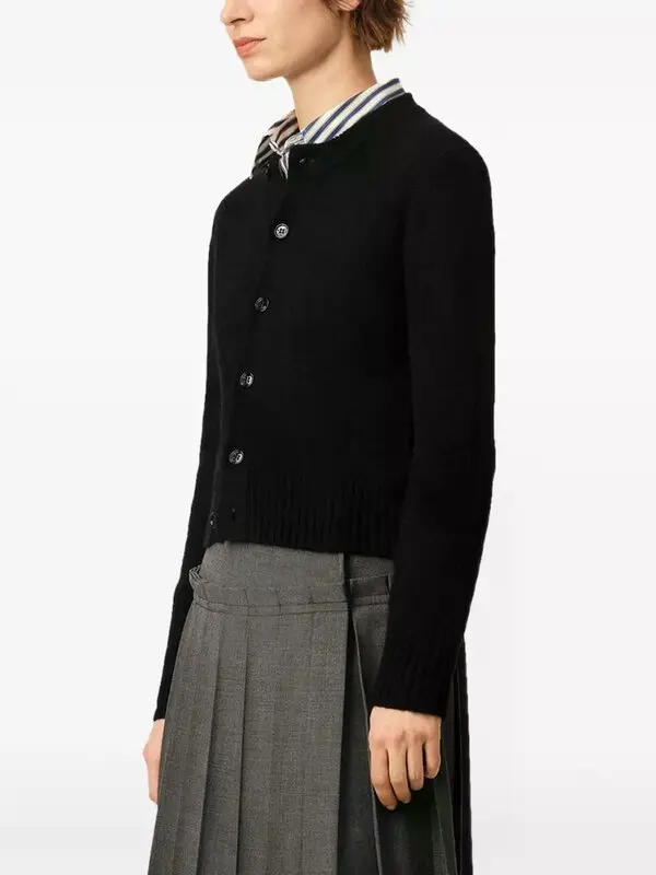 AMI Paris Crew Neck Cashmere Cardigan With De Coeur Embroidery