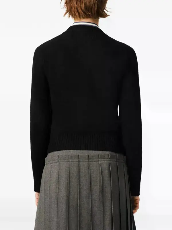 AMI Paris Crew Neck Cashmere Cardigan With De Coeur Embroidery