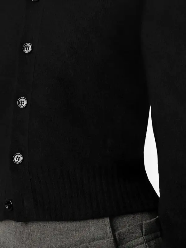 AMI Paris Crew Neck Cashmere Cardigan With De Coeur Embroidery