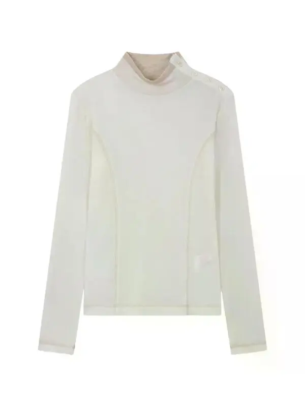 STUDIO TOMBOY Button-details High-neck Long-sleeve T-shirt - Neutrals