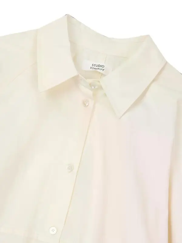 STUDIO TOMBOY Raglan-sleeve Button-down Cotton Shirt