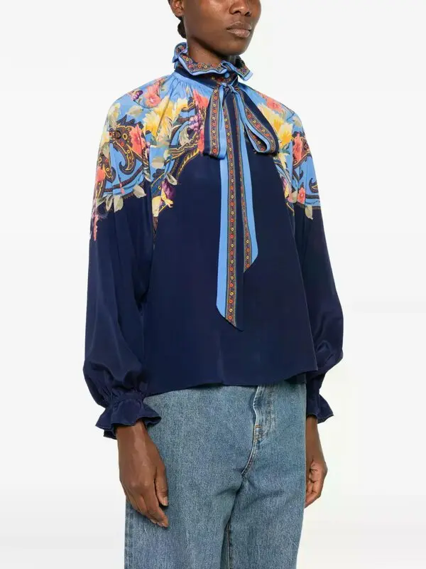 Etro Floral-print Ruffled-collar Blouse