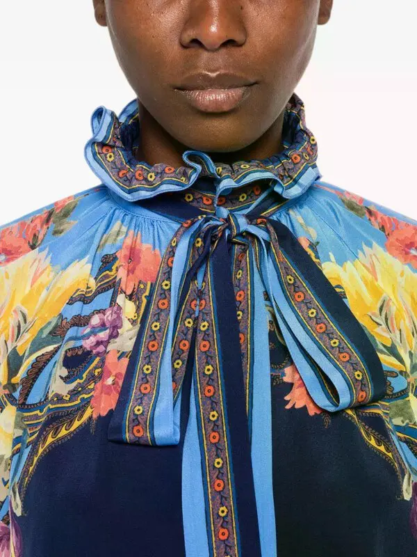 Etro Floral-print Ruffled-collar Blouse
