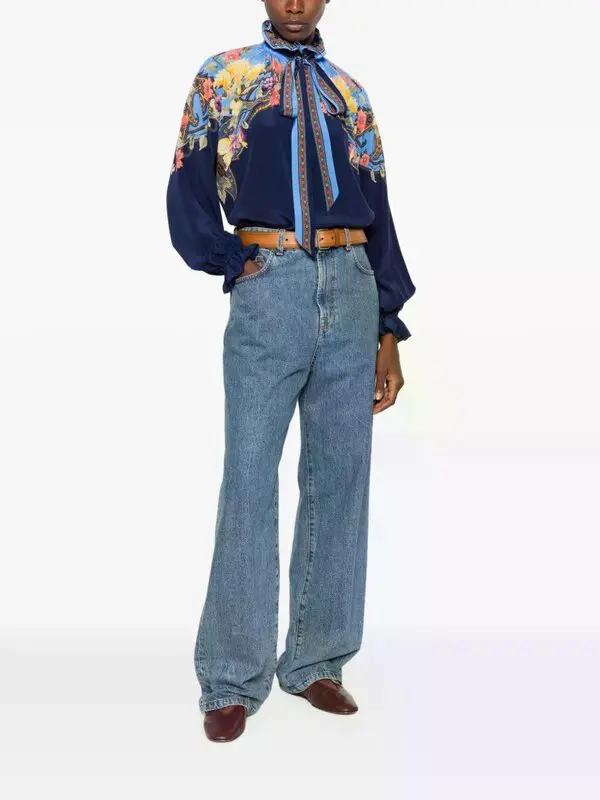 Etro Ruffled Floral Print Blouse