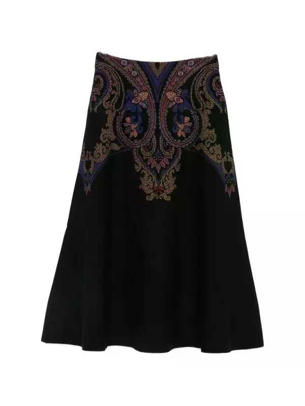 Etro Paisley-pattern A-line Midi Skirt - Black
