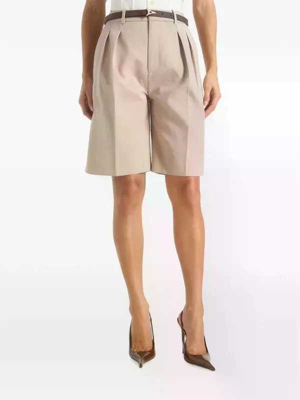 Manière De Voir Lorette In Beige Tailored Twin Pleat Shorts - Neutrals