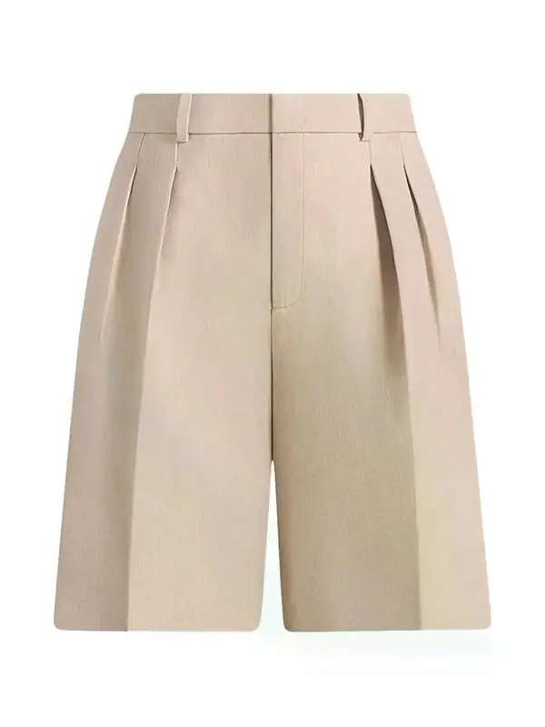 Manière De Voir Beige Tailored Twin Pleat Knee-length Shorts - Neutrals