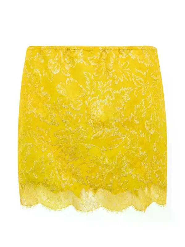 Saint Laurent Floral-lace Miniskirt - Yellow