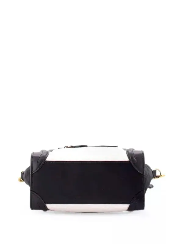 Celine Bicolor Luggage Bag Grainy Leather Nano Crossbody Bag - Black