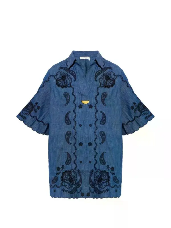 Zimmermann Embroidered Denim Mini Dress