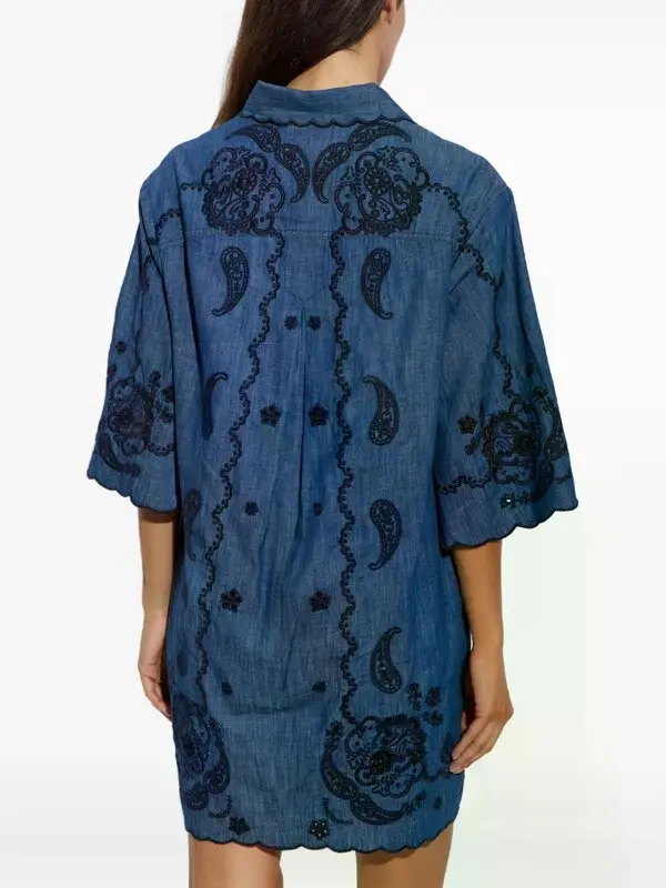 Zimmermann Embroidered Denim Mini Dress