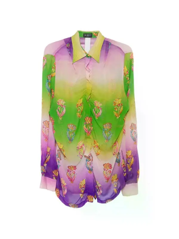 Versace 1990s Floral-print Silk Shirt - Green