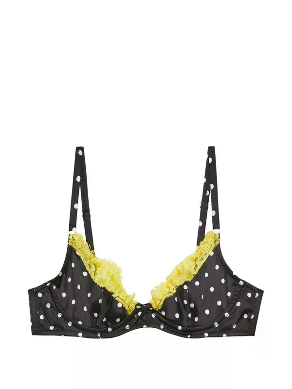 FLEUR DU MAL Juliet Lace-trim Polka-dot Bra - Black
