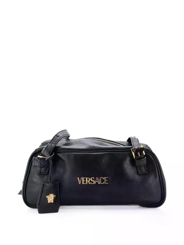 Versace Tag Bowling Bag Leather Large Handbag