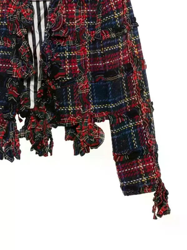 Moschino 2000s Ruffled Checked Wool Jacket