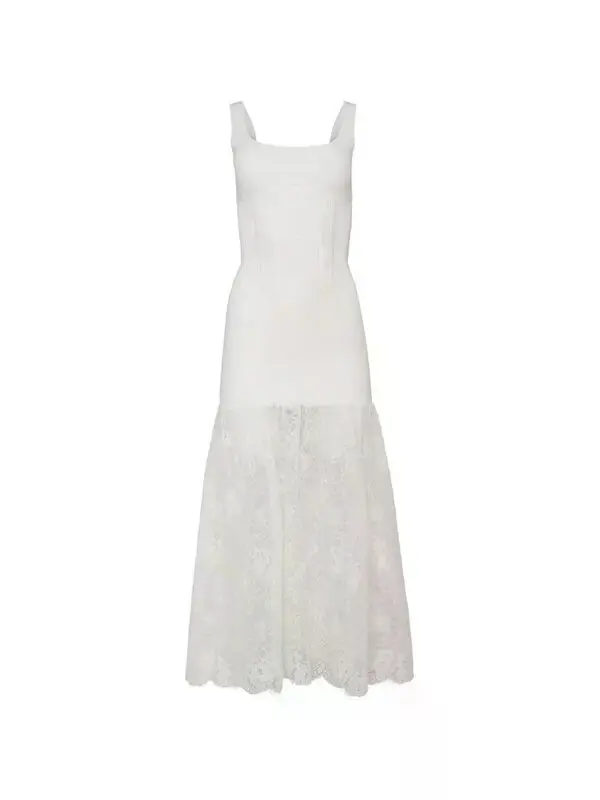 FLEUR DU MAL Jolie Lace-trim Ribbed Maxi Dress - White