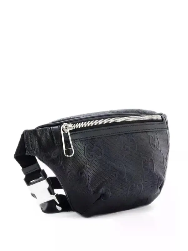 Gucci Gg Embossed Perforated Leather Small Belt Bag - Black