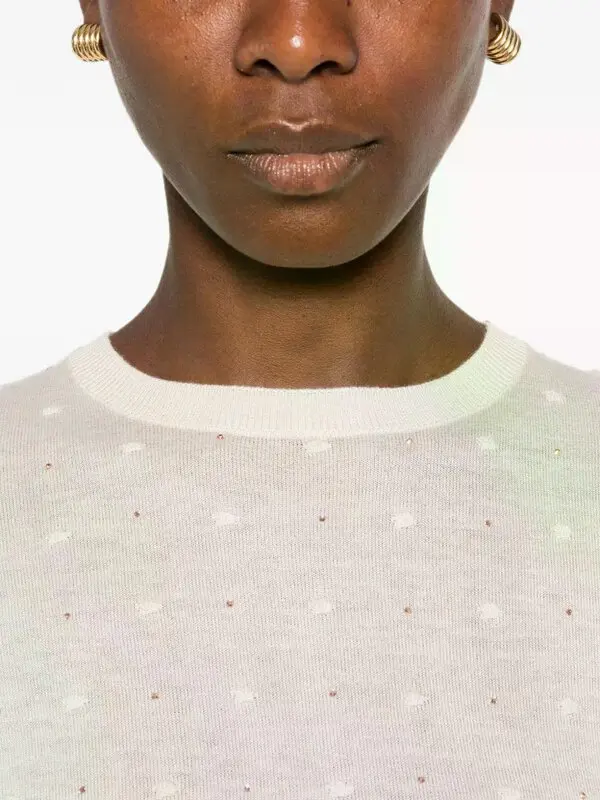 Max Mara Crystal-embellished Polka-dot Long-sleeve T-shirt