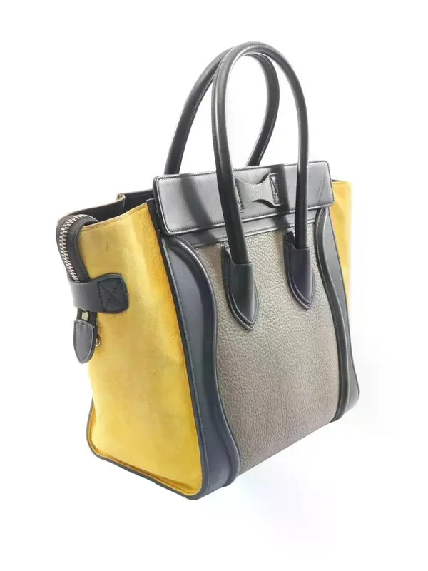 Celine 2010-2015 Micro Tricolor Leather Luggage Tote Bag - Black