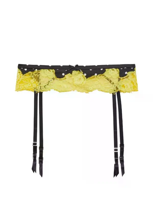 FLEUR DU MAL Juliet Lace-trim Polka-dot Garter - Yellow