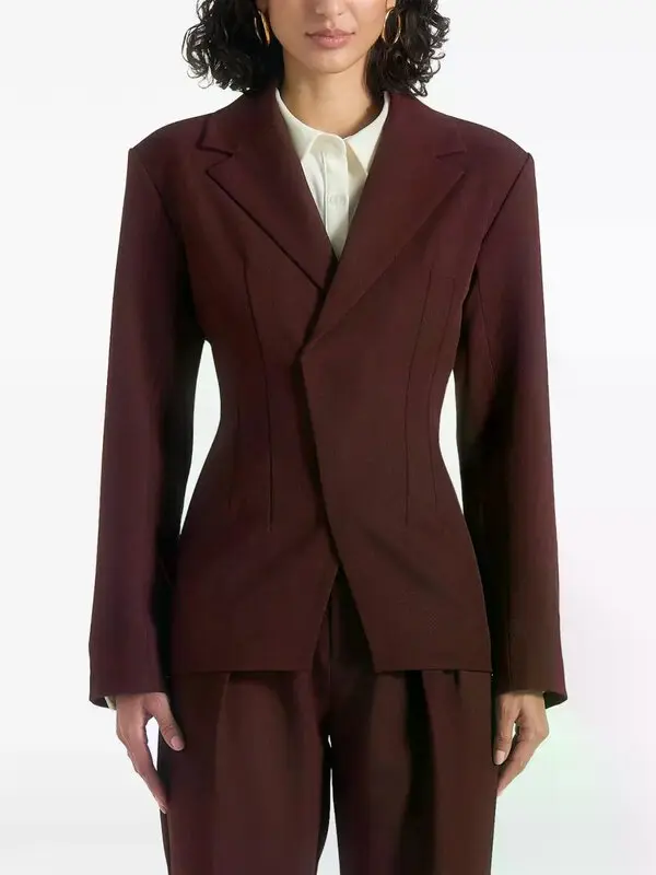 Manière De Voir Beatrice Tailored Cinched Blazer Wine - Red