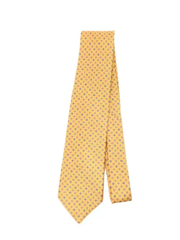 BVLGARI Geometric Print Silk Neck Tie - Yellow