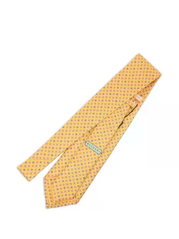 BVLGARI Geometric Print Silk Neck Tie