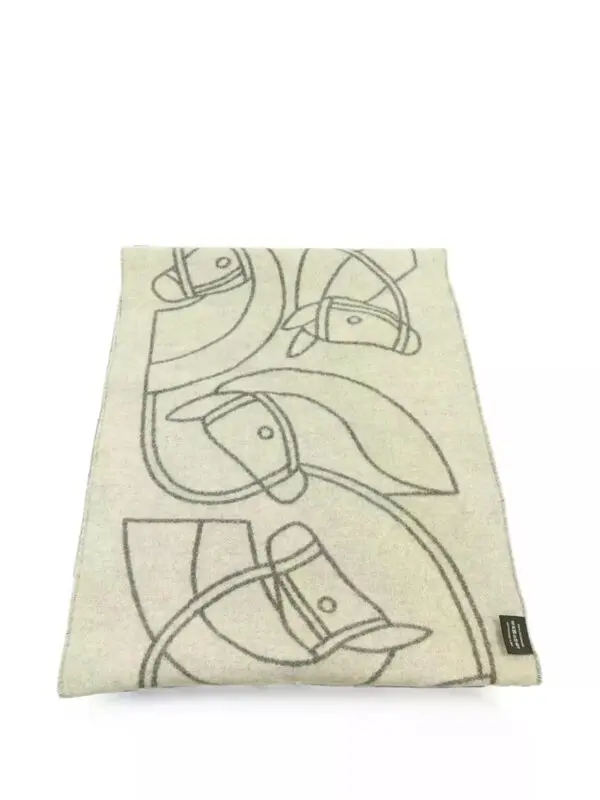 Hermès Horse-print Fringed Scarf