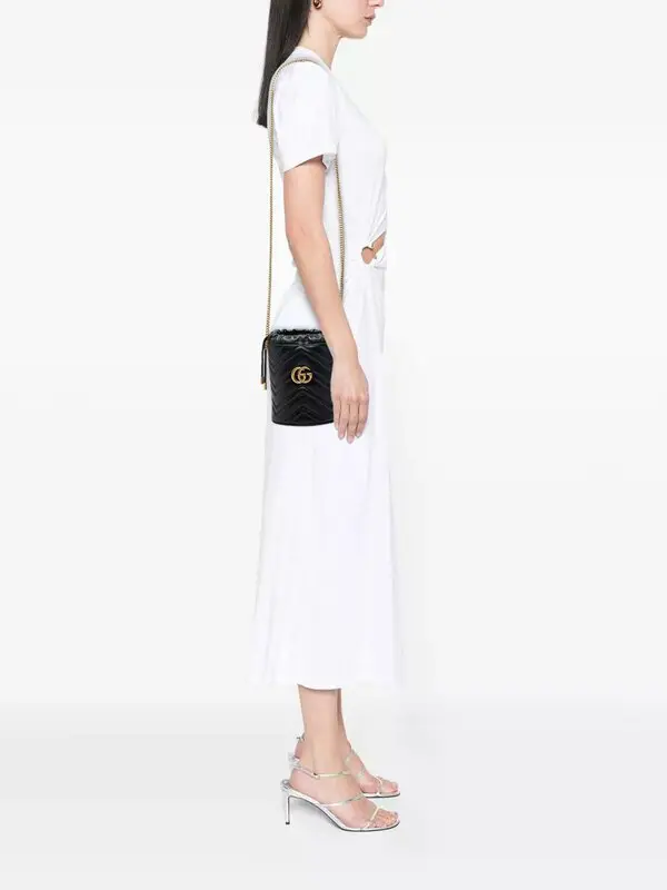 Gucci 2016-2026 Small Gg Marmont Leather Matelasse Bucket Bag - Black