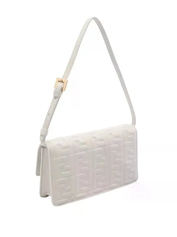 Fendi Zucca Embossed Leather Baguette Wallet On Chain Satchel
