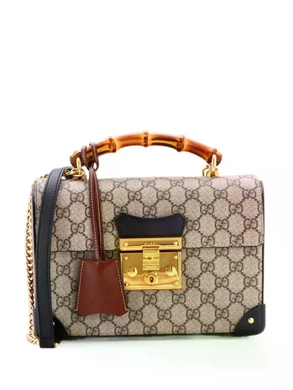 Gucci Padlock Bamboo Gg Coated Canvas Small Shoulder Bag - Brown