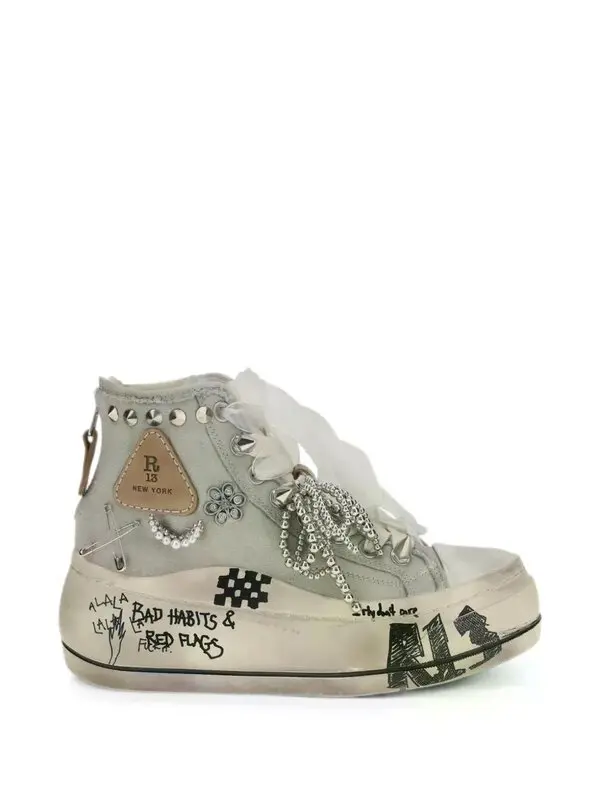 R13 Embellished Distressed Sneakers