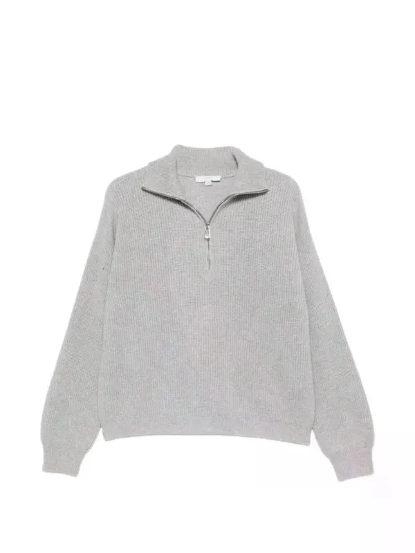 Malo Ribbed-knit Half-zip Sweater - Grey