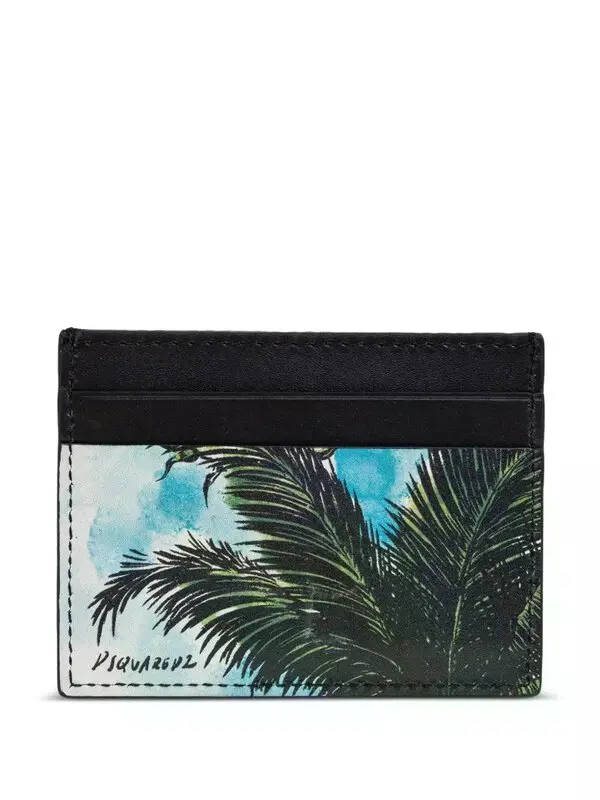 Dsquared2 Palm-tree-print Card Holder - Black
