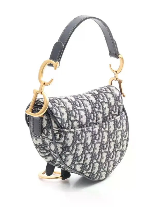Dior 2000-2026 Mini Oblique Canvas Saddle Bag Satchel - Blue