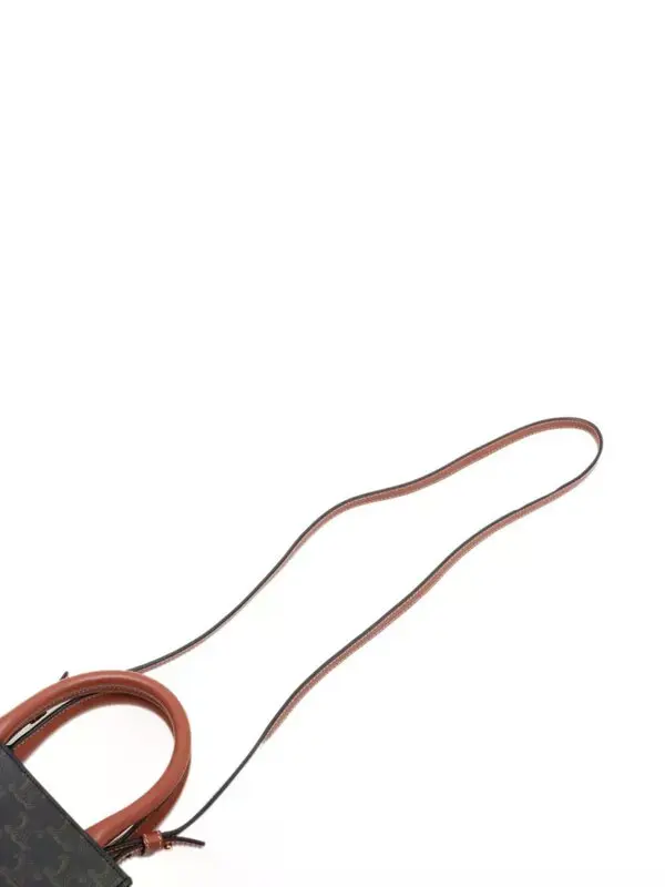 Celine 2010-2026 Mini Triomphe Coated Canvas Vertical Cabas Satchel - Brown