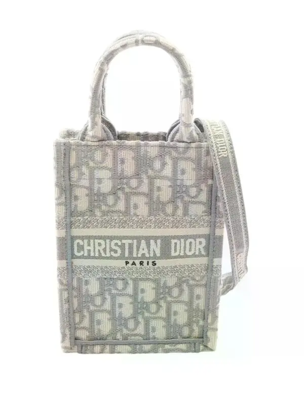 Dior Mini Oblique Canvas Vertical Book Tote Satchel
