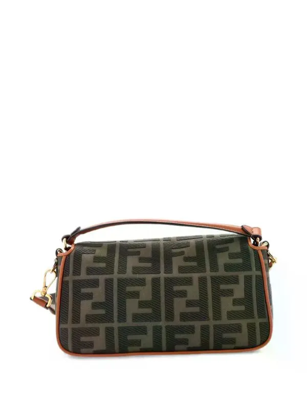 Fendi Baguette Nm Bag Zucca Embroidered Canvas Medium Shoulder Bag - Green