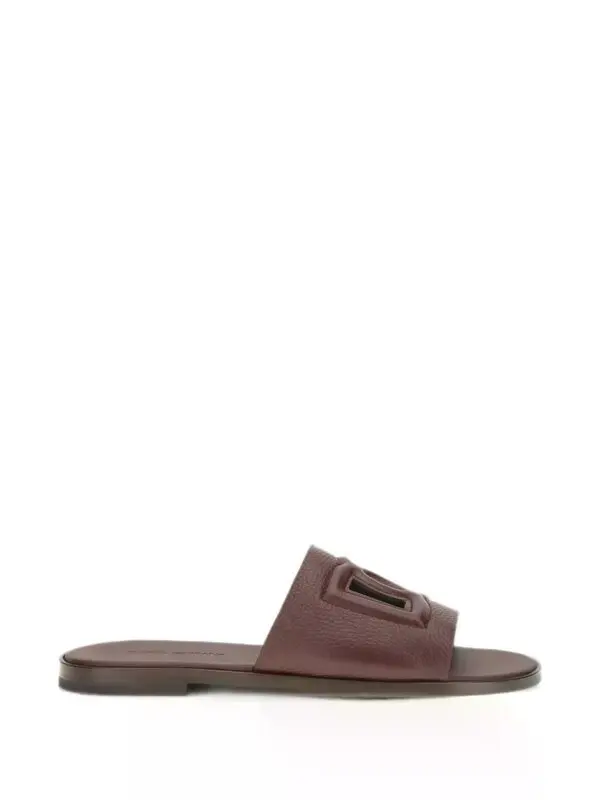 Dolce & Gabbana Dg-logo Leather Sandals - Brown