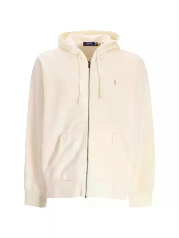 Polo Ralph Lauren Logo-embroidered Zip-up Hoodie - Neutrals