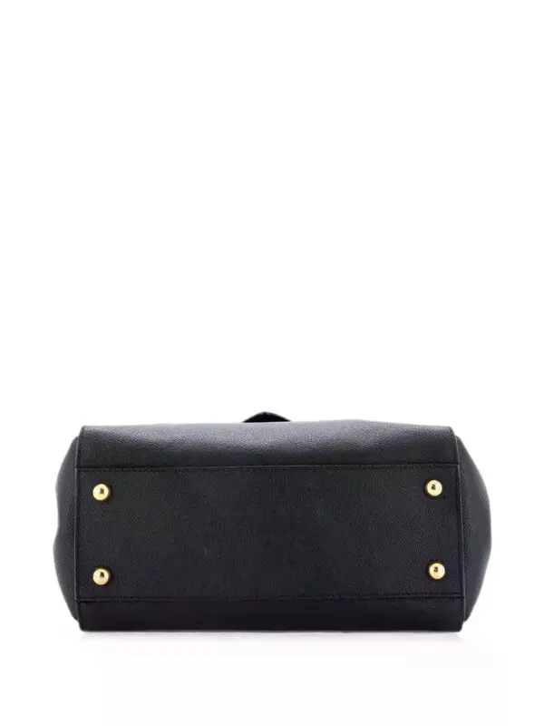 Burberry Buckle Leather Medium Tote Bag - Black