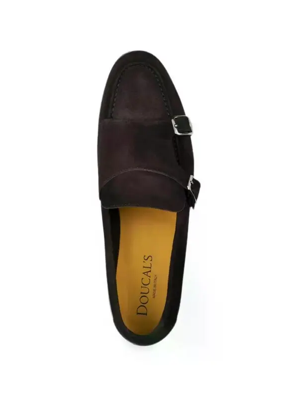 DOUCAL'S Cocoa Double-buckle Suede Loafers