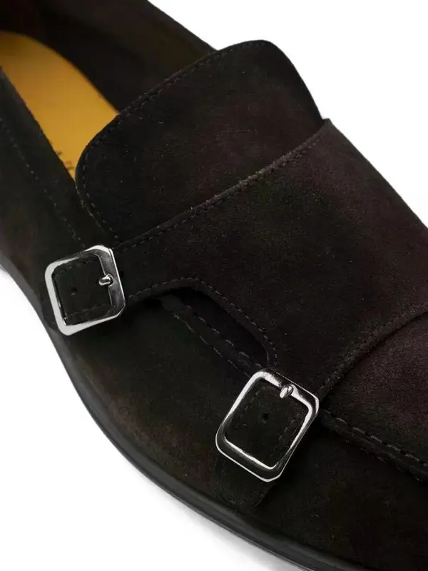 DOUCAL'S Cocoa Double-buckle Suede Loafers