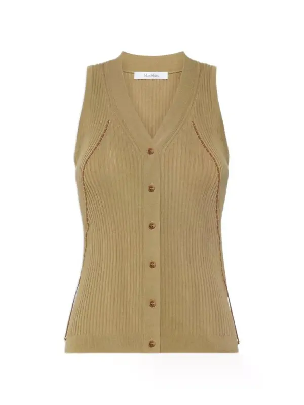 Max Mara Ribbed Knit Vest - Green