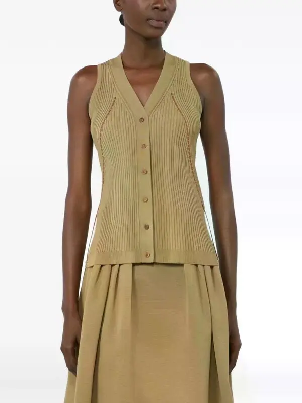 Max Mara Ribbed Knit Vest - Green