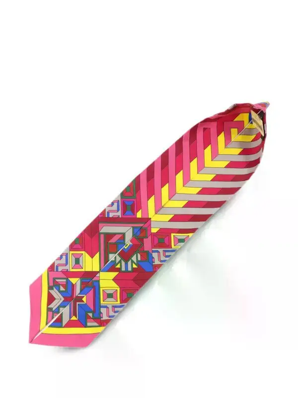 Hermès Twilly Geometric-print Silk Scarf - Pink